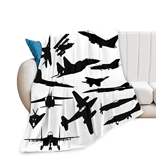 Jet Fighter Airplane Soft Throw Blanket All Season Microplush Thick Warm Blankets Tufted Fuzzy Flannel Throws Blanket for Bed Sofa Couch 50"x40"