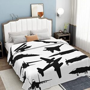 Jet Fighter Airplane Soft Throw Blanket All Season Microplush Thick Warm Blankets Tufted Fuzzy Flannel Throws Blanket for Bed Sofa Couch 50"x40"