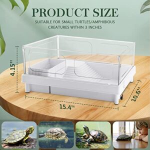 Turtle Tank, Baby Turtle Aquarium, Turtle Habitat with Basking Platform, Multi Functional Areas for Turtles, Crayfish Crab and Lizard