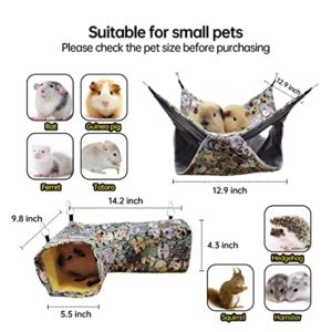 LEFTSTARER Guinea Pig Rat Corner Tunnel & Tubes Ferret Bunkbed Hammock, Guinea Pig Hideout for Hedgehog Piggy Hamster Hide, Small Animal Pet Toys and Cage Accessories (1.Corner Tunnel&Hammock)