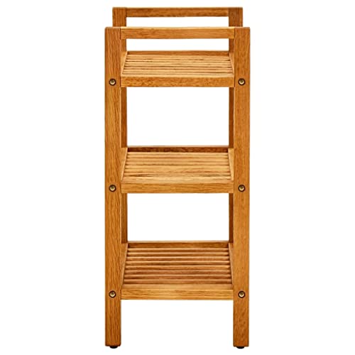 Solid Oak Wood Small Shoe Rack 3 Shelves Tiers Rustic Wooden Stackable Hall Shoes Stand Organizer Storage Hallway Entryway Durable Country Farmhouse Furniture