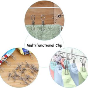 150 Pack Stainless Steel Cloth Pin, Clothesline Hook for Socks Towel Bag Scarfs Hang Drying Rack Tool, Laundry Kitchen Cord Wire Line Clothespins Pegs, File Paper Bookmark S Binder Metal Clip