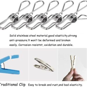 150 Pack Stainless Steel Cloth Pin, Clothesline Hook for Socks Towel Bag Scarfs Hang Drying Rack Tool, Laundry Kitchen Cord Wire Line Clothespins Pegs, File Paper Bookmark S Binder Metal Clip