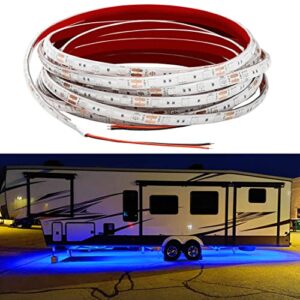 dobertry rv underglow led light kit, underbody accent lighting for camper motorhome travel trailer concession stands food trucks, rv led light strip, rv awning lighs, 5m(16.4ft), dc 12v, blue