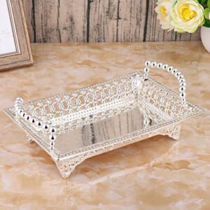 Cake Display Plate Silver Footed Fruit Basket Tray Metal Dessert Display Platter Decorative Snacks Plate Cake Serving Dish Appetizers Platter Tray for Home Party Kitchen