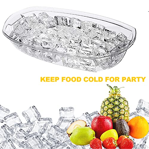 Fruit Platter Tray for Parties, Yatmung Serving Tray on Ice Serving Platter and Tray for Parties Veggie Tray with Lid 4 Section Catering Trays with Lids for Appetizers, Seafood, Desserts, 2 Layers