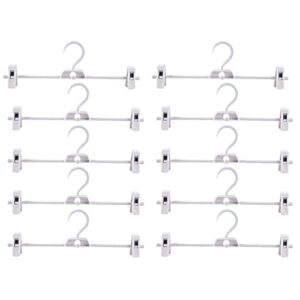 cabilock plastic hangers 10pcs space- white clothing for skirt clips drying pants pant slack plastic rack jeans non- home balcony adjustable clip skirts hangers slacks trouser non pants hangers