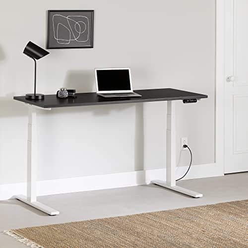 South Shore Ezra Adjustable Height Standing Desk, Gray Oak and White