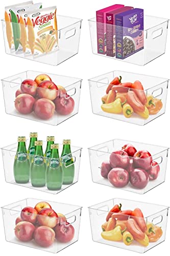 Homeries Pantry Organizer And Storage bins, Clear Cabinet Organizers And Storage for Kitchen, Pantry, Cabinets, Countertops, for Storing Packets, Spices, Sauce, Snacks, Cans, (Pack Of 8)