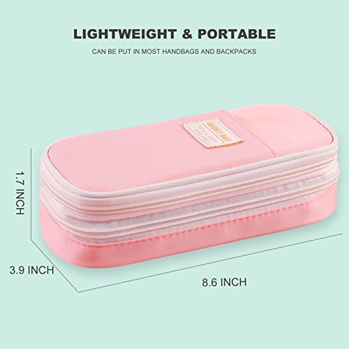 Honfersm Pencil Case Large Capacity Pen Pouch Cute and Roomy Pens Holder Stationery Organizer Bag Office Supplies Gifts for Teachers,Men and Women - Light Pink