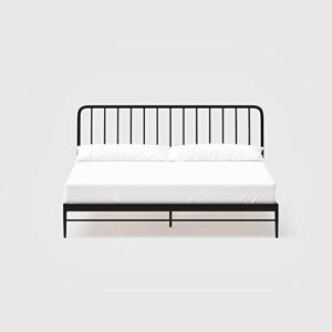 RST Brands Kairosis Metal Indoor Modern Bed, Rolled Poplar Veneer Slats, No Box Spring Needed, King (U.S. Standard), Black