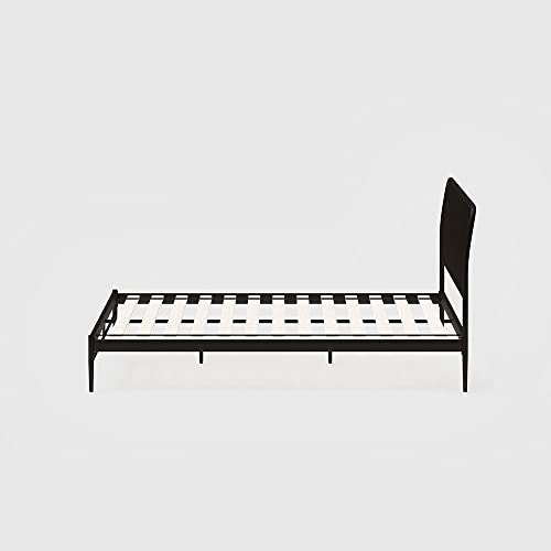 RST Brands Kairosis Metal Indoor Modern Bed, Rolled Poplar Veneer Slats, No Box Spring Needed, King (U.S. Standard), Black