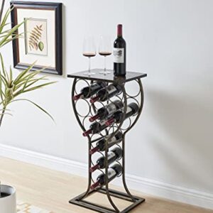 Kings Brand Furniture - Freestanding Wine Rack Stand Storage & Display Holder - Holds 11 Bottles, Brushed Gold Finish