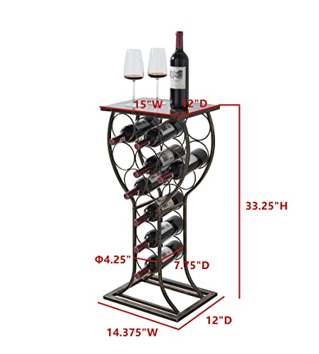 Kings Brand Furniture - Freestanding Wine Rack Stand Storage & Display Holder - Holds 11 Bottles, Brushed Gold Finish