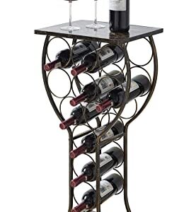 Kings Brand Furniture - Freestanding Wine Rack Stand Storage & Display Holder - Holds 11 Bottles, Brushed Gold Finish