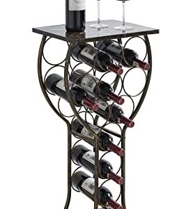 Kings Brand Furniture - Freestanding Wine Rack Stand Storage & Display Holder - Holds 11 Bottles, Brushed Gold Finish