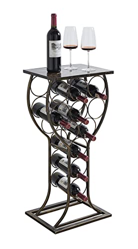 Kings Brand Furniture - Freestanding Wine Rack Stand Storage & Display Holder - Holds 11 Bottles, Brushed Gold Finish