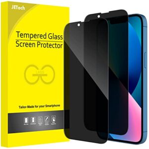 jetech privacy full coverage screen protector for iphone 13 mini 5.4-inch, anti-spy tempered glass film, edge to edge protection case-friendly, 2-pack