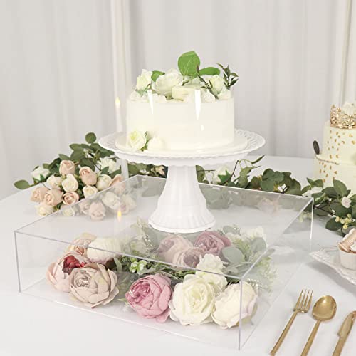 Efavormart 18"X18" | Clear Acrylic Cake Box Stand, Mirror Finish Display Box Pedestal Riser With Hollow Bottom