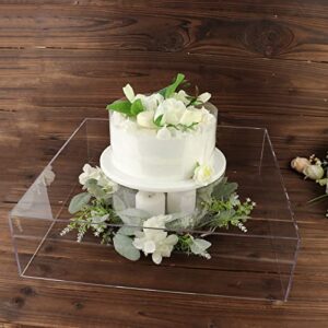 Efavormart 18"X18" | Clear Acrylic Cake Box Stand, Mirror Finish Display Box Pedestal Riser With Hollow Bottom