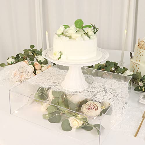 Efavormart 18"X18" | Clear Acrylic Cake Box Stand, Mirror Finish Display Box Pedestal Riser With Hollow Bottom