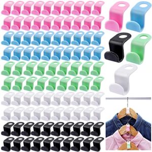 200 pcs clothes hanger connector hooks,space saving cascading hooks,plastic mini connection hooks,hanger extender clips for closet clothes organizer,hanger hooks for hangers(multicolor)