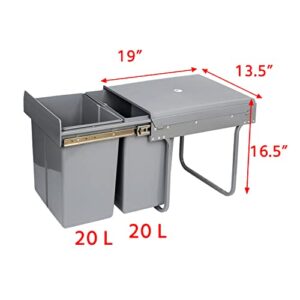 TANYOYO 40 Quarts Double Sliding Trash Can Under Cabinet Kitchen Sliding Out Under Counter Waste Bin Kitchen Pull Out Recycling Bin Dual Waste Containers Under Sink Waste sorter Fixable Base