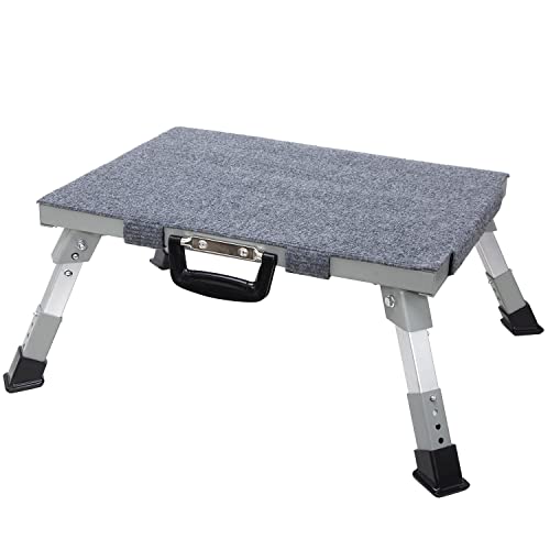 Homeon Wheels Aluminum Larger RV Step Stool, Adjustable Height Aluminum Folding Platform Step with Non-Slip Rubber Feet RV Step Supports Up to 1500lbs