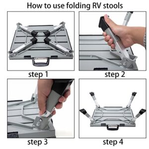 Homeon Wheels Aluminum Larger RV Step Stool, Adjustable Height Aluminum Folding Platform Step with Non-Slip Rubber Feet RV Step Supports Up to 1500lbs