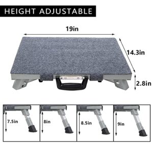 Homeon Wheels Aluminum Larger RV Step Stool, Adjustable Height Aluminum Folding Platform Step with Non-Slip Rubber Feet RV Step Supports Up to 1500lbs