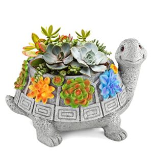 leses turtle succulent pot planters for indoor plants with drainage hole, flower garden cute pots for plants, succulent, cactus home office desk garden decor plant lovers gifts for woman