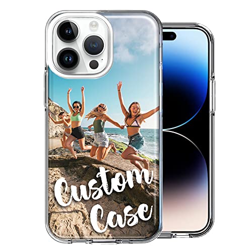 Personalized Custom Double Layered Phone Case for Apple iPhone 14 PRO MAX 6.7 inch ONLY - Design Your Own Perfect Custom Picture Photo Case Clear