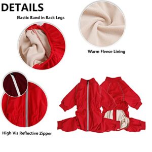 Geyecete Dog Zip Up Dog Coat with Legs Comfort,Thicken Pet Waterproof Jacket for Large Medium and Small Dogs Puppy Four Legs-Red-XL