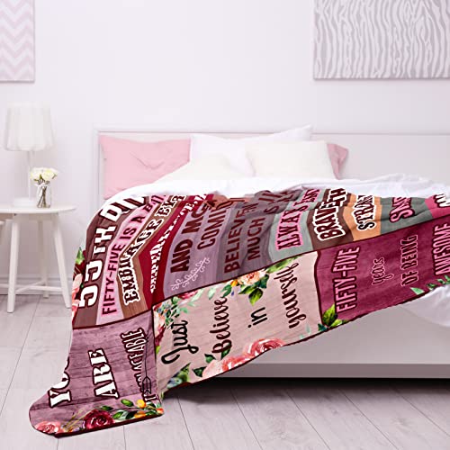 Pozevan 65th Birthday Gifts Blanket, 65th Birthday for Women, 65th Birthday Gift Ideas, 65-Year-Old Birthday Decoration for Mom, Wife, Unique 65th Birthday Gift 50" X 60"