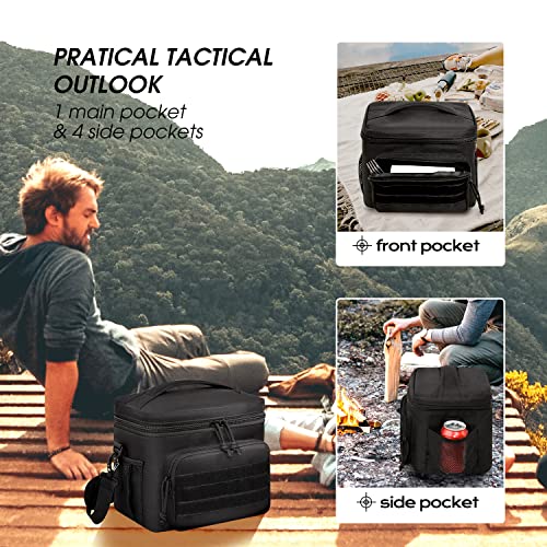 Movker Large Tactical Lunch Bag for Men - Lunch Box with Bottle Pouch, Insulated and Leakproof Cooler, Perfect for Work, Camping, and Fishing