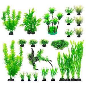 smoothedo-pets aquarium plants fish tank decorations plastic artificial plant goldfish waterscape fish hides classic aquatic plants (green set)