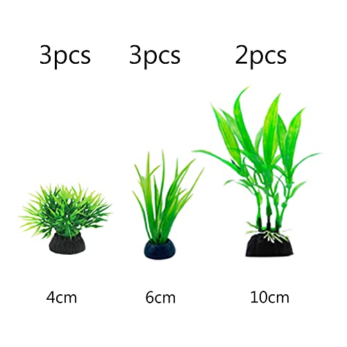 Smoothedo-Pets Aquarium Plants Fish Tank Decorations Plastic Artificial Plant Goldfish Waterscape Fish Hides Classic Aquatic Plants (Green Set)