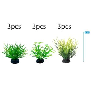 Smoothedo-Pets Aquarium Plants Fish Tank Decorations Plastic Artificial Plant Goldfish Waterscape Fish Hides Classic Aquatic Plants (Green Set)