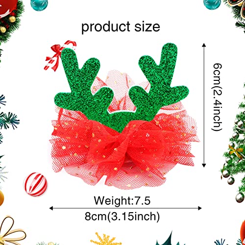 2pcs Pet Christmas Hat, Pet Christmas Hat with Antlers, Christmas Antlers Kitten and Puppy Grooming Accessories (Red-Green)