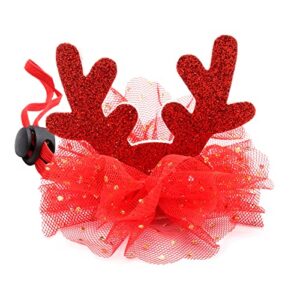 2pcs Pet Christmas Hat, Pet Christmas Hat with Antlers, Christmas Antlers Kitten and Puppy Grooming Accessories (Red-Green)