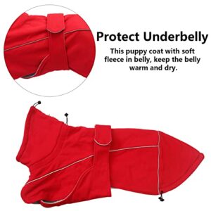 Greyhound Lurcher Winter Coat, Whippet Warm Coat with Fleece, Water Resistant Dog Jacket with Adjustable Bands and Zipper Harness Hole - Red - Small