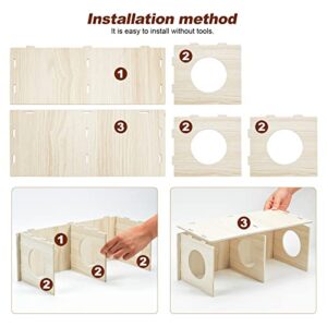 Hamster Hut, 2 Chamber Hamster Hideouts Wood Smooth Surface Chinchilla Habitat No Nails Guinea Pig Maze Exploring Gerbils Toys with Slide House for Dwarf Hamster Syrian (Large)