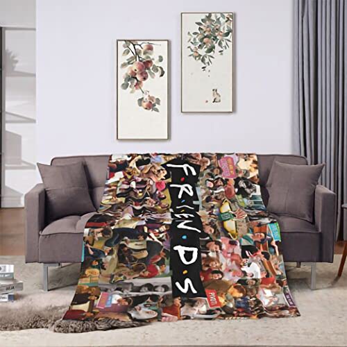 Evible Friends Throw Blanket Ultra-Soft Micro Fleece Blanket Warm Sofa Bed Blanket All Season Lightweight Flannel Blankets 50''X40''