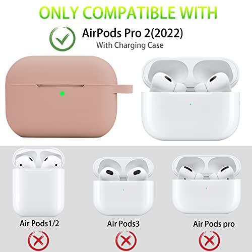 OLEBAND Airpods Pro 2nd Generation(2022) Case with Cute Bling Keychain,Silione Protective and Anti-Slip Cover for Apple Airpod Pro 2 Case,LED Visible,for Women and Girls,Milk Tea