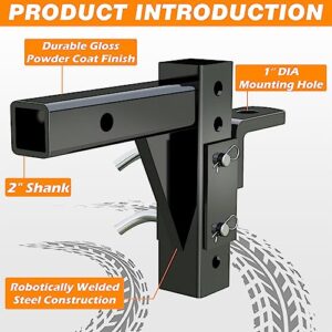 Trailer Hitch Adjustable Mount Hitch with 2 Hitch Pins, Fit 2 Inch Ball and Class 3 Tow Hitch, 5000 Lbs Towing Capacity for Trailers Campers Boats Pickups Rv