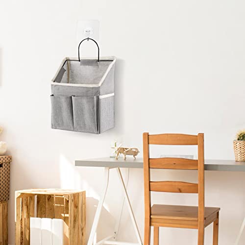 Canvas Door Closet Hanging Storage Basket Bag Pouch for Jewelry,Chargers,Mail,Keys,etc Wide Application Multiple Functions Durable, Grey