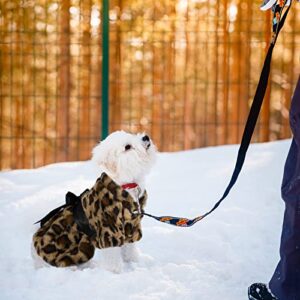 2 Pieces Leopard Print Faux Fur Dog Coat Fluffy Warm Sweater Medium Girl Dog Clothes Puppy Clothes for Small Dogs Girl Soft Faux Fur Pet Jacket for Chihuahua Winter Autumn Cold Weather Cat