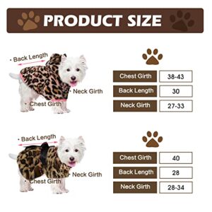 2 Pieces Leopard Print Faux Fur Dog Coat Fluffy Warm Sweater Medium Girl Dog Clothes Puppy Clothes for Small Dogs Girl Soft Faux Fur Pet Jacket for Chihuahua Winter Autumn Cold Weather Cat