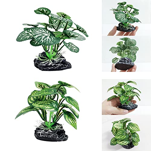 Vtapliea 4PCS Aquarium Plants Betta Fish Tank Decorations Small Size Soft Faux Silk Aquarium for Hiding Fish Reptil