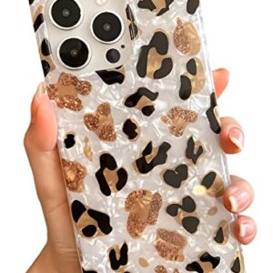 BANAILOA Leopard iPhone 14 Pro Max Square Case,Cute Case Cheetah Print Soft Silicone Protective Sparkle Girly Case Cover Desinged for Apple iPhone 14 Pro Max - 6.7 inch (Leopard)